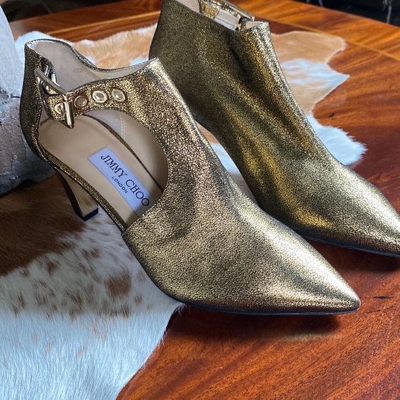 Jimmy Choo | Shoes | Jimmy Choo Metallic Gold Ankle Bootie | Poshmark